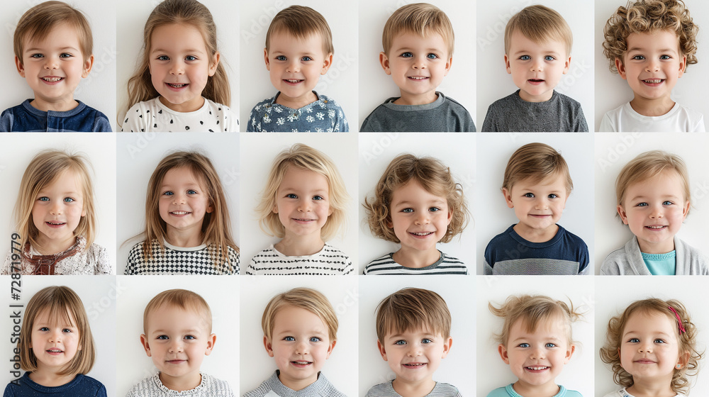 Kindergarten portrait of multiracial smiling different toddler boys and ...