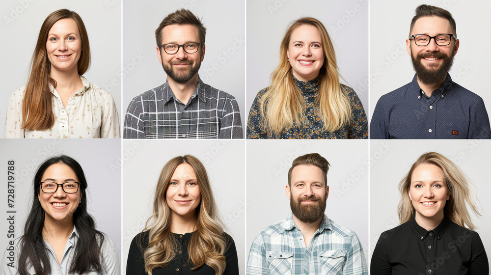 Smiling diverse business people group headshots portraits horizontal ...