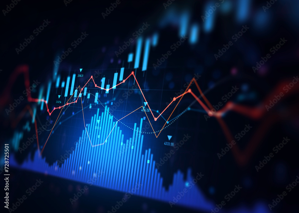 Business financial chart with moving up arrow graph.Stock market ...