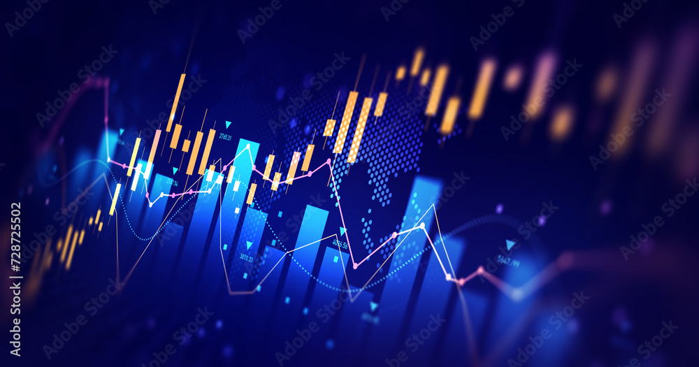 Business financial chart with moving up arrow graph.Stock market ...