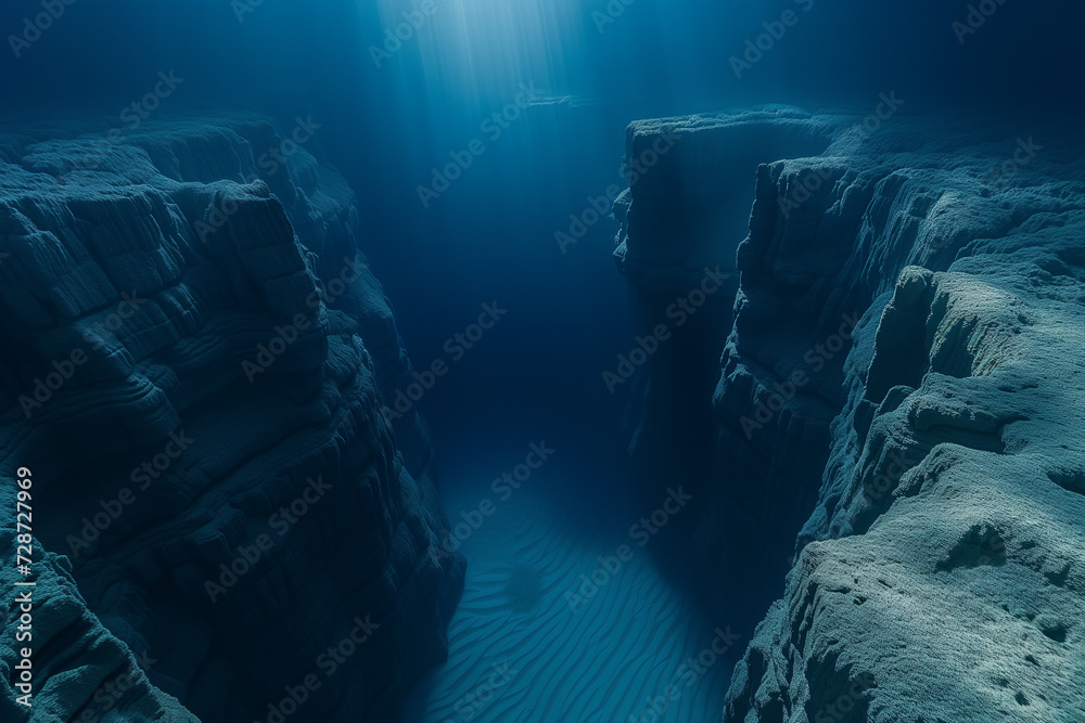 Deep ocean submarine canyon revealing the dramatic topography of the ...