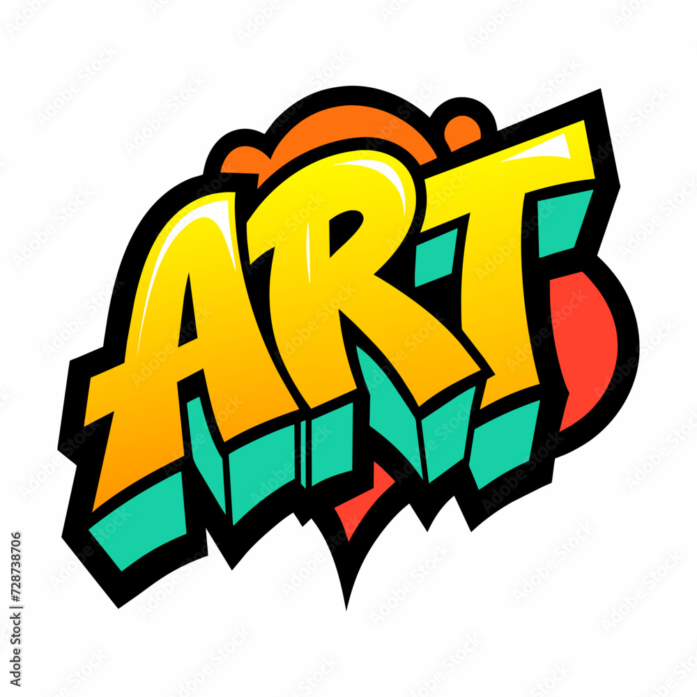 The word ART in street art graffiti lettering vector image style on a ...