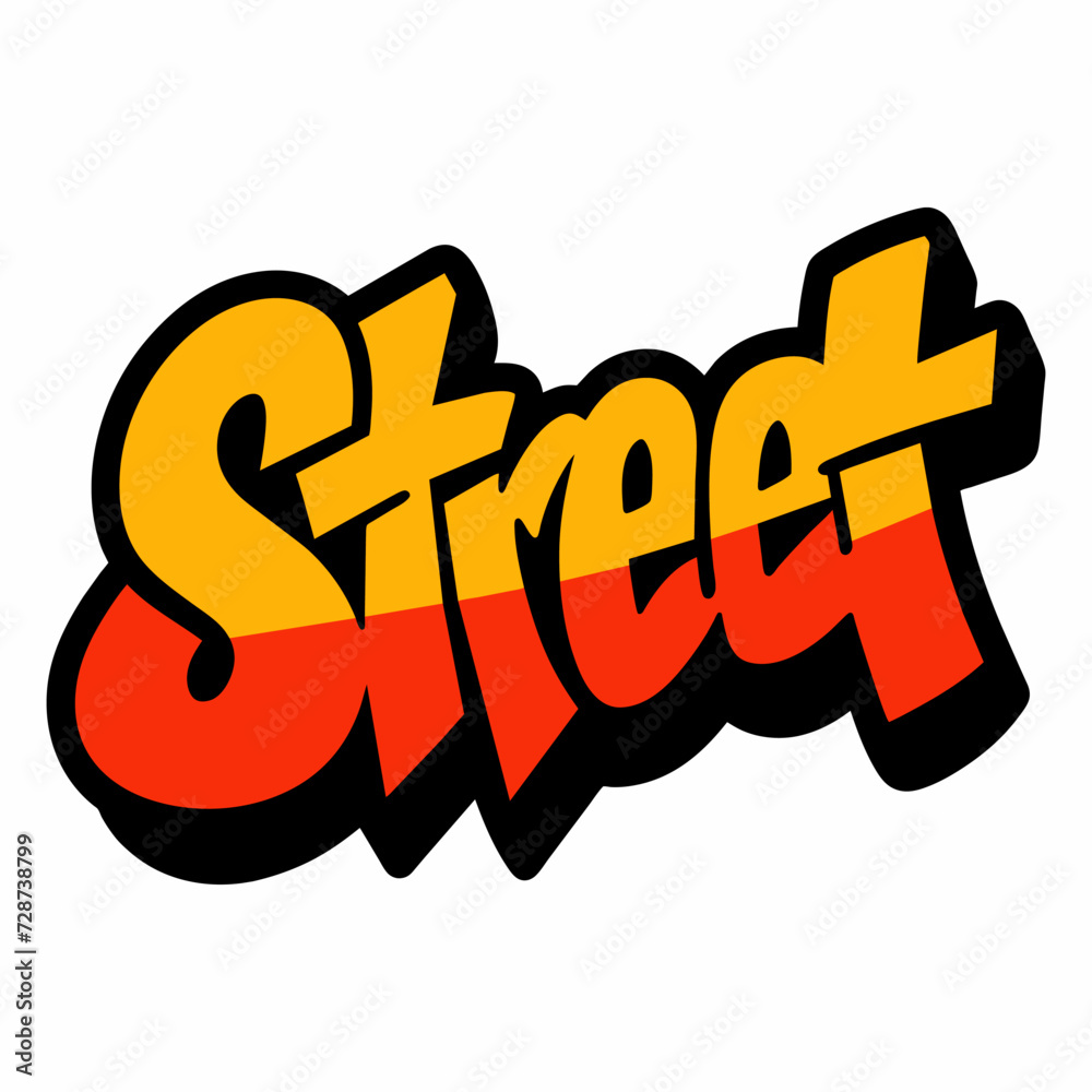 The word STREET in street art graffiti lettering vector image style on ...