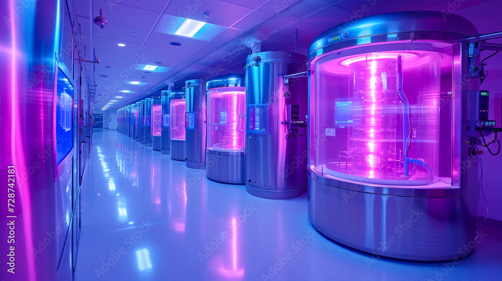 Advanced cryogenic storage system with illuminated chambers in a tech ...