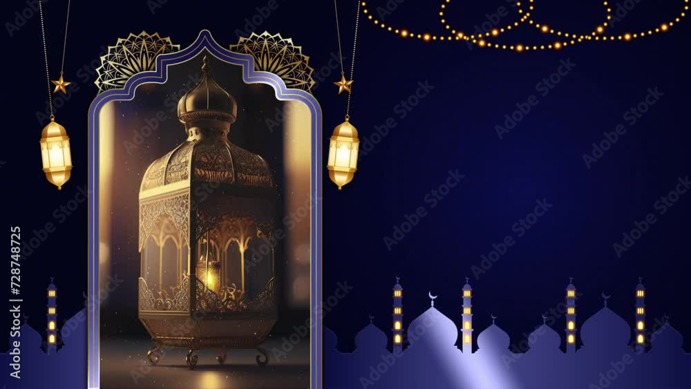 animated luxury blue ramadan background , islamic quran design video ...
