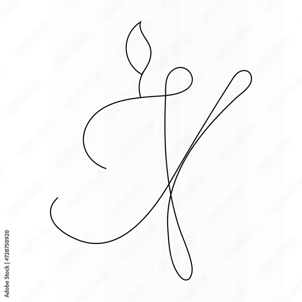 Continuous single line drawing of X letter candle light design and out ...