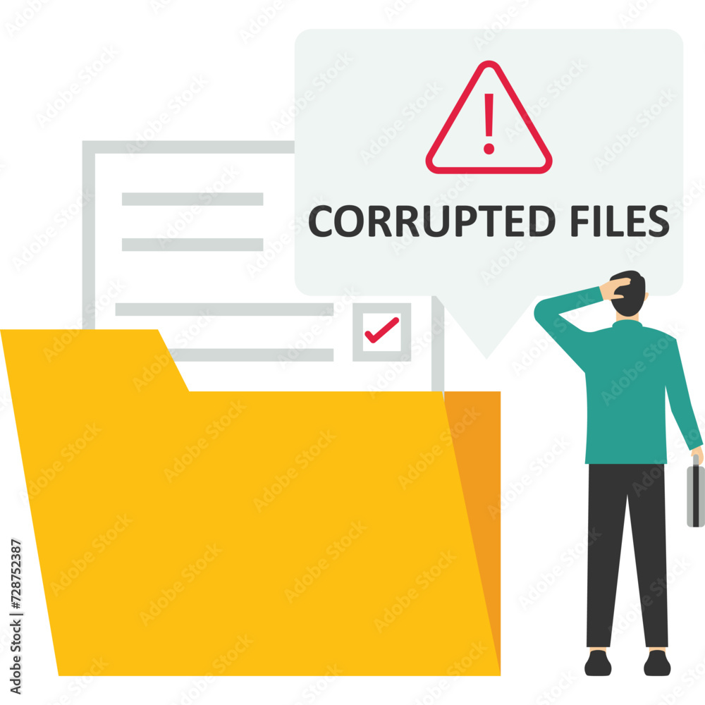 Vecteur Stock corrupted file concept, corrupted file illustration in ...