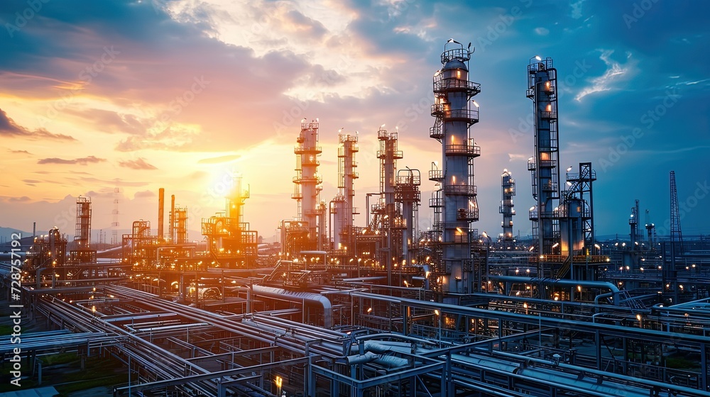 Petrochemical oil and gas refinery plant. The refinery's aerial ...