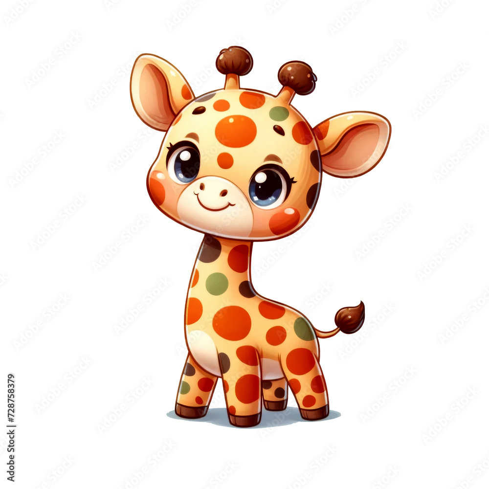 flat logo of vector cute giraffe cartoon vector icon illustration ...
