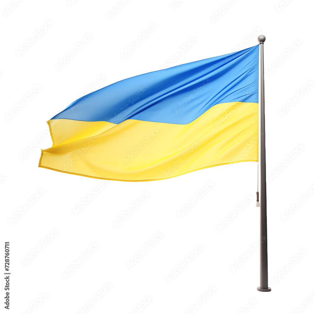 Ukrainian flag waving isolated on transparent and white background ...