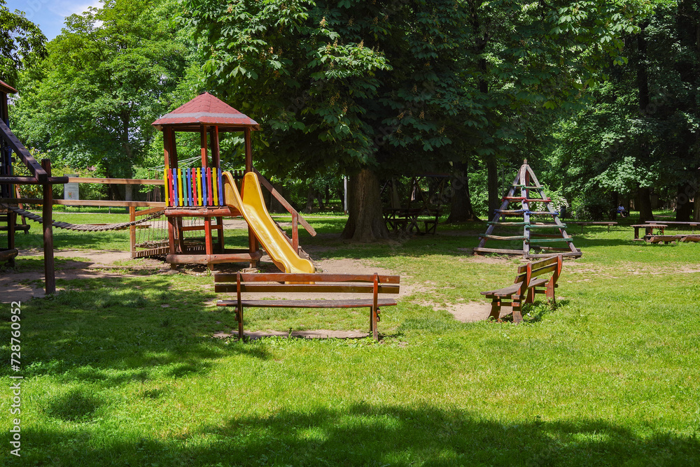 Natural park Károlyi castle in Carei, Romania. Built originally as a ...