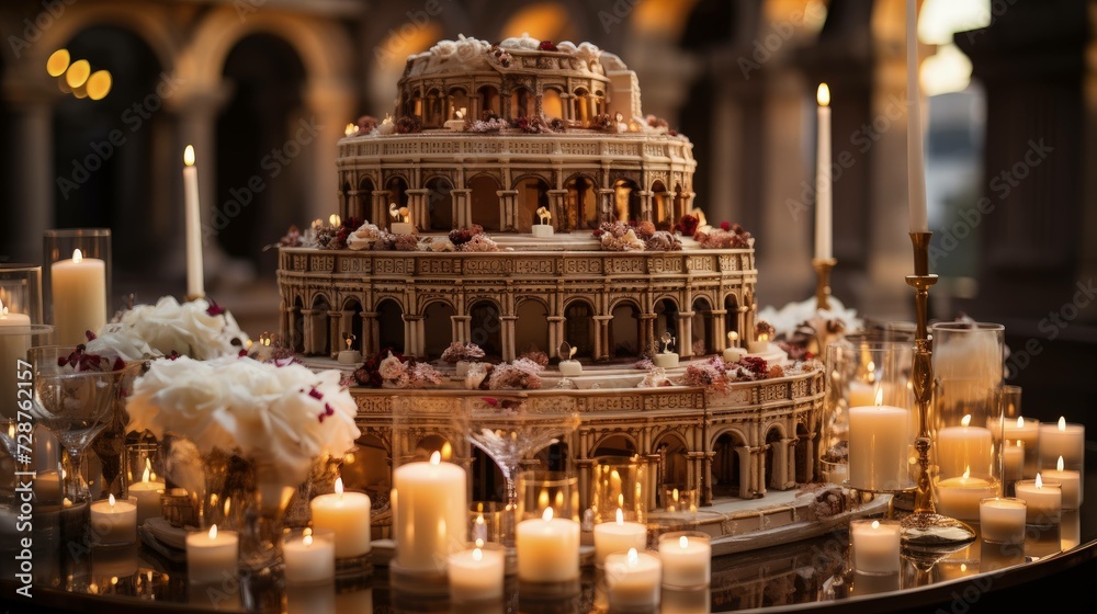 an intricately designed cake masterpiece, capturing the iconic ...