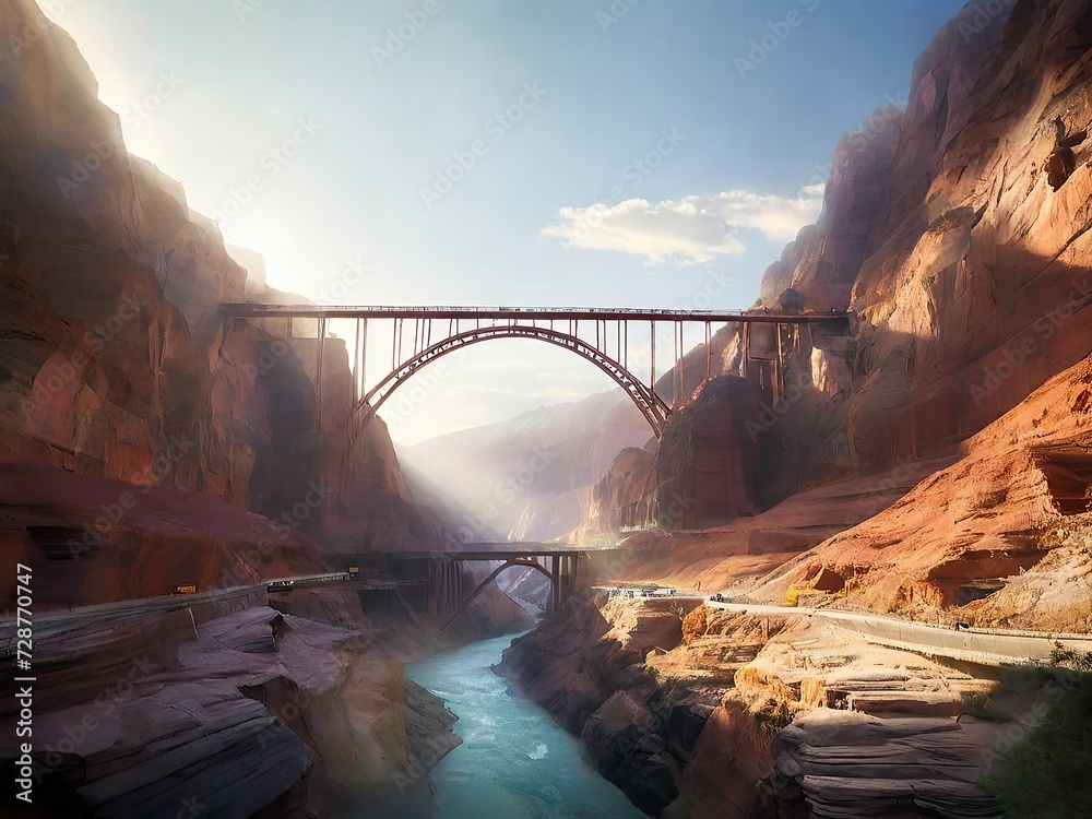 New Free Photo Bridge under construction in a canyon, Bridge under ...