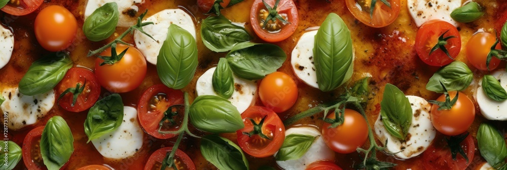 16/9 hd overhead capture of a margherita pizza: vibrant colors ...