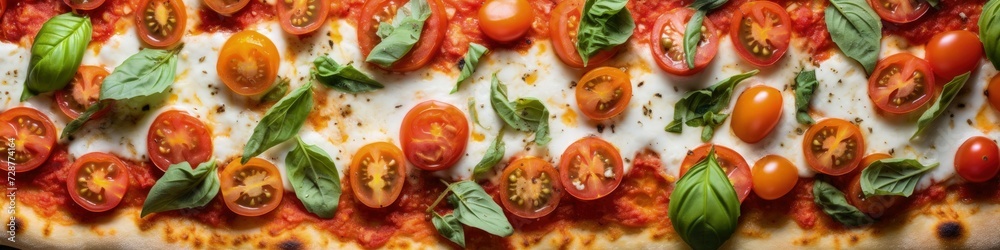 16/9 hd overhead capture of a margherita pizza: vibrant colors ...