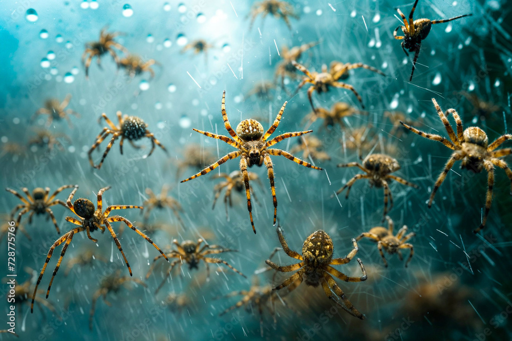 Spiders falling from the sky, rain of animals phenomenon Stock Photo ...