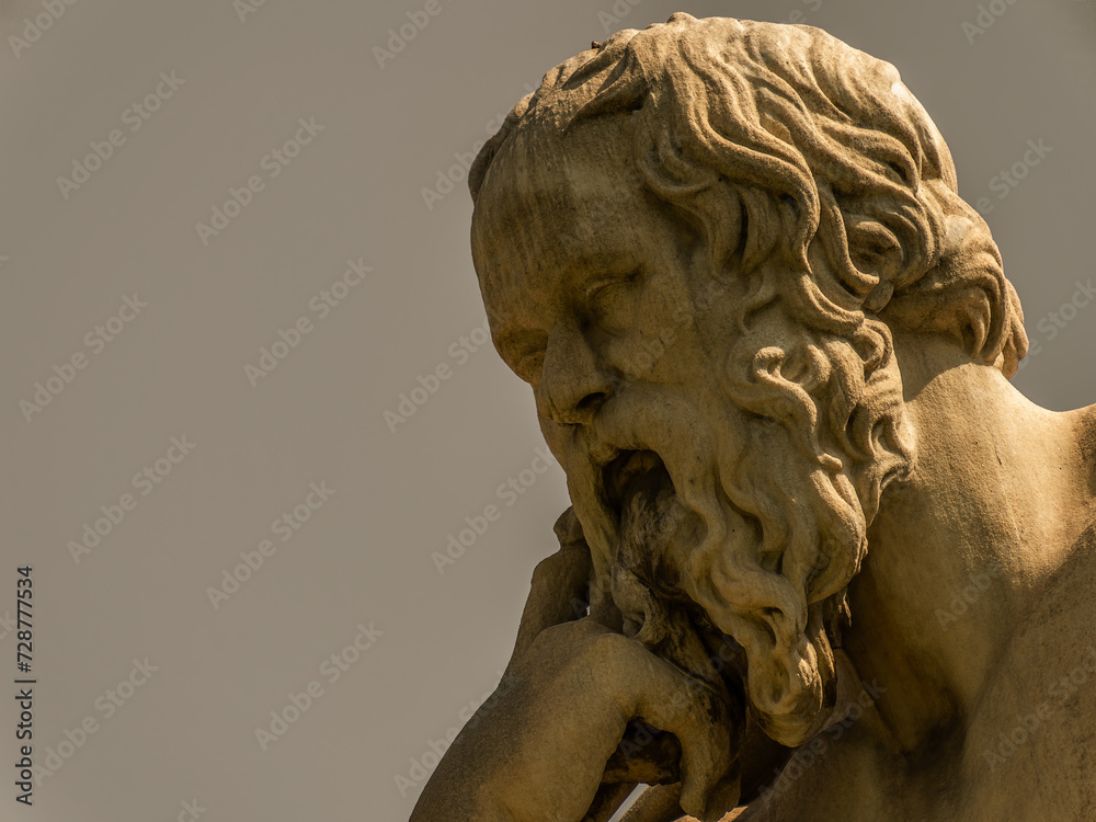 Socrates bust marble statue, the ancient Greek philosopher in deep ...