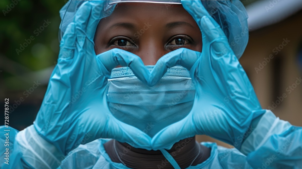 dedication of an African nurse wearing face mask, gloves, and uniform ...