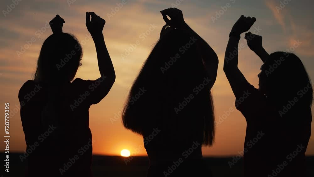 Together on beach,celebration of teamwork, gratitude and dancing under ...