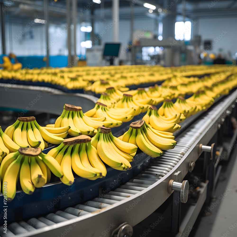 Banana Packaging Line Conveyor Belt at Factory Stock Illustration | Adobe Stock