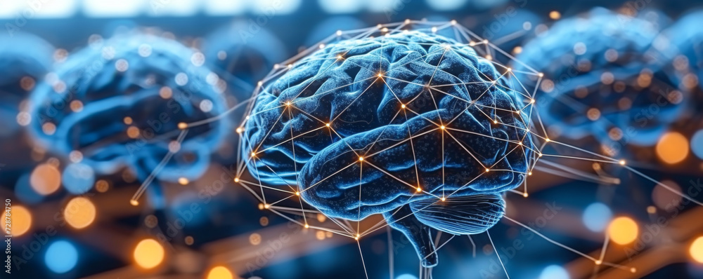 Human brain and neurons. 3d illustrations. Science and medical ...