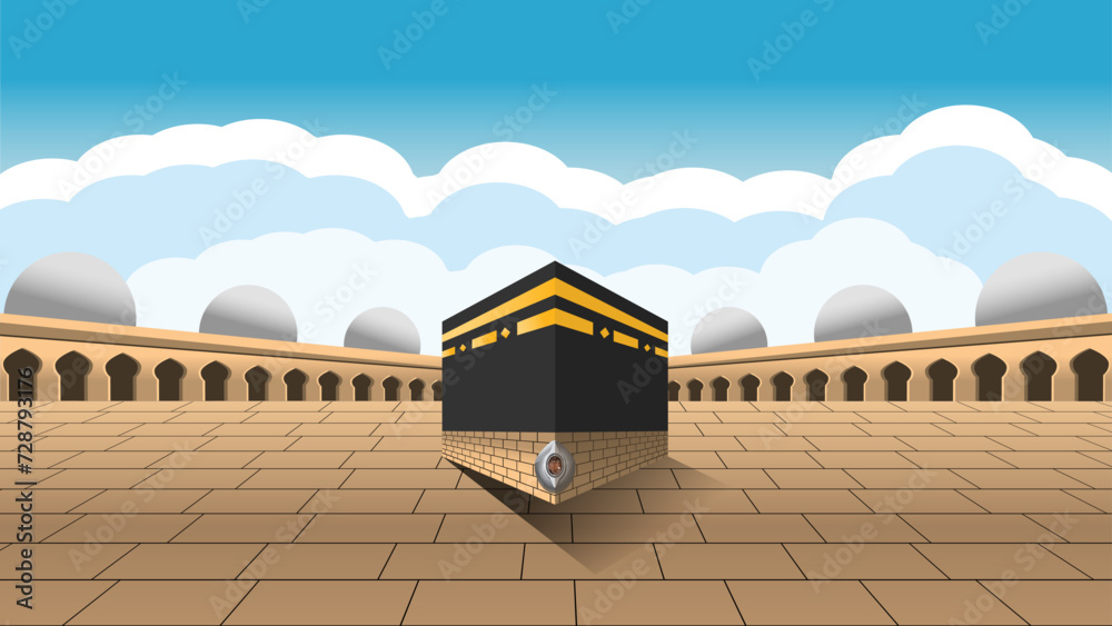 Vector Makkah illustration. Mecca al Mukarramah Vector art design ...