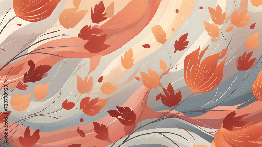 repetition and pattern autumn foliage and wild flowers, detail vector ...