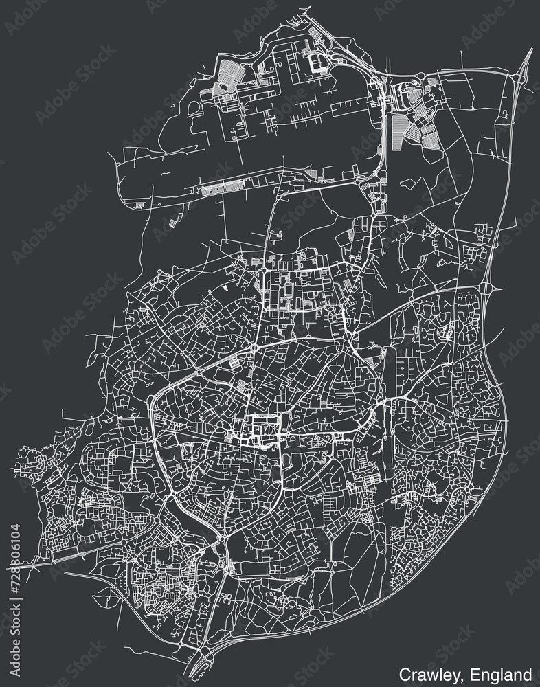 Detailed hand-drawn navigational urban street roads map of the United ...