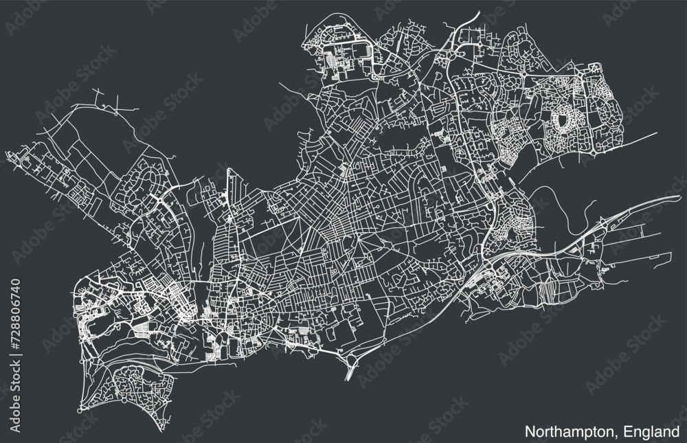 Detailed hand-drawn navigational urban street roads map of the United ...