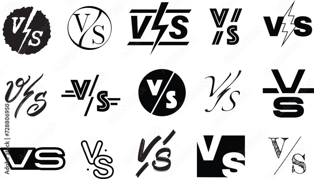 VS icons. Versus comparison tag, duel sign and tournament battle ...
