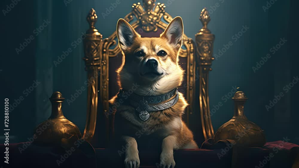 Dog sitting on a throne with king crown. Created with Generative AI ...