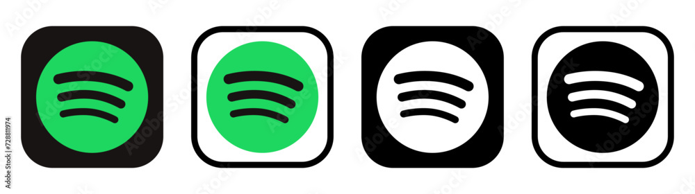 Set of Spotify mobile app icons, isolated on white background, vector ...