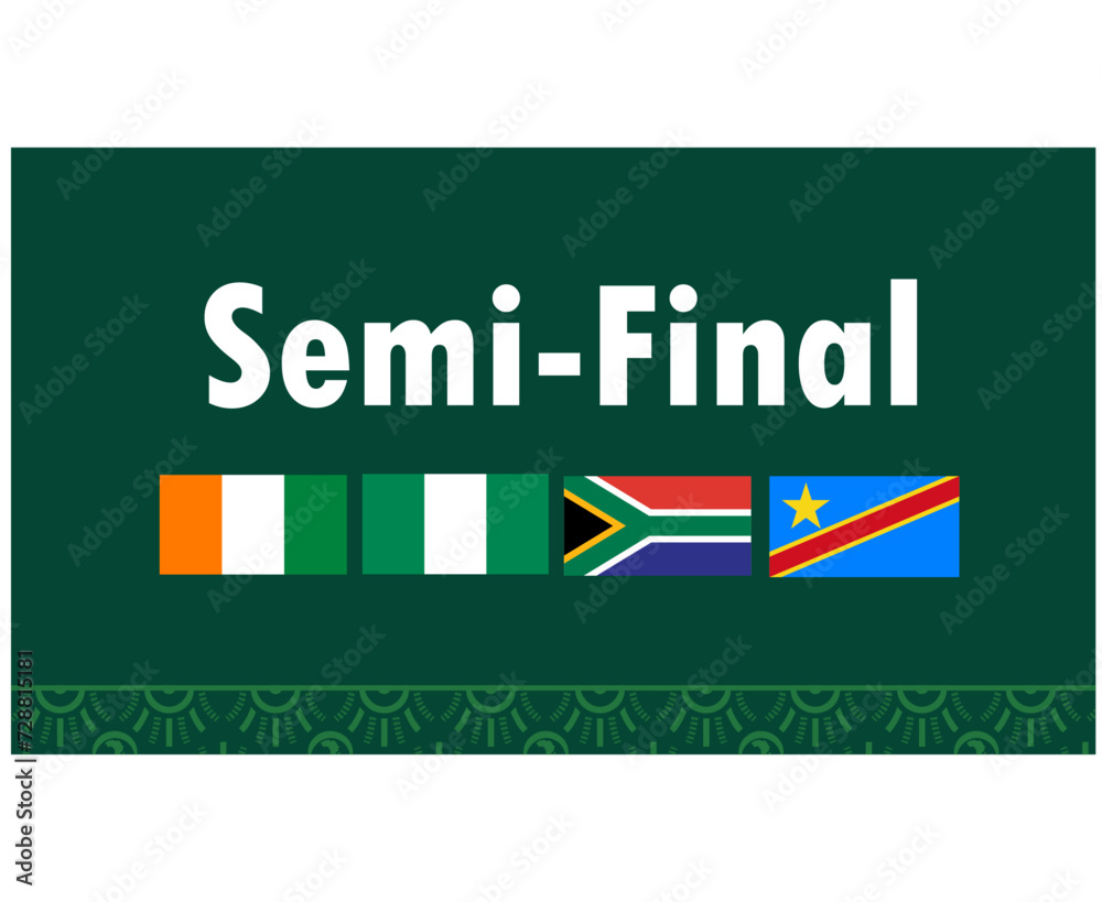 Semi-Finals Ribbon Flags African Nations 2023 Emblems Teams Countries ...