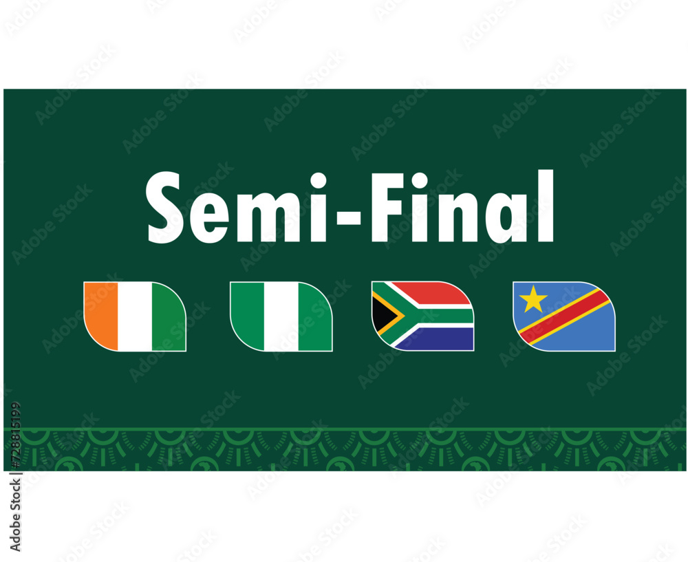 Semi-Finals Flags Ribbon African Nations 2023 Emblems Teams Countries ...