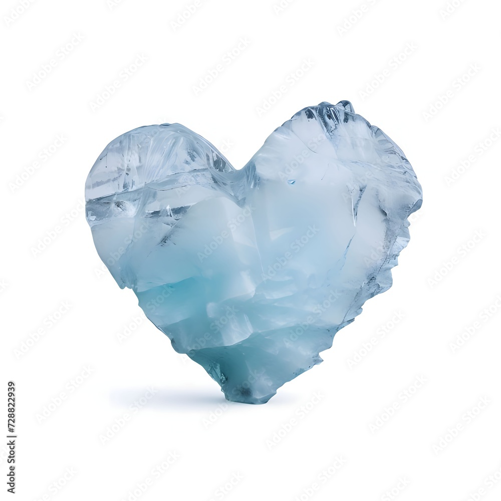 Heart of ice, white isolated background. Heart as a symbol of affection ...
