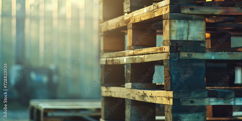 Stacked old Wooden Euro Pallets Close-Up. A detailed close-up of ...