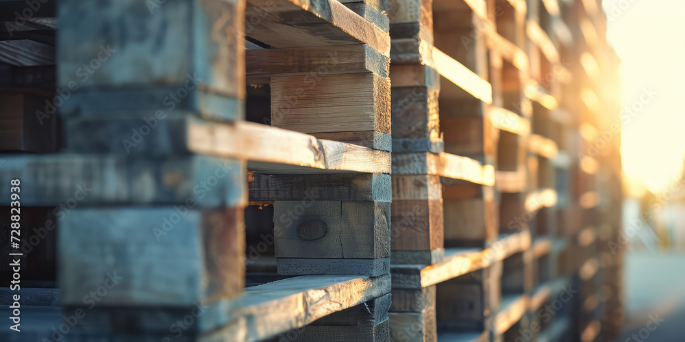 Stacked old Wooden Euro Pallets Close-Up. A detailed close-up of ...
