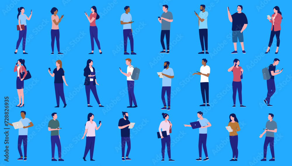 People using phones and devices collection - Set of casual vector ...