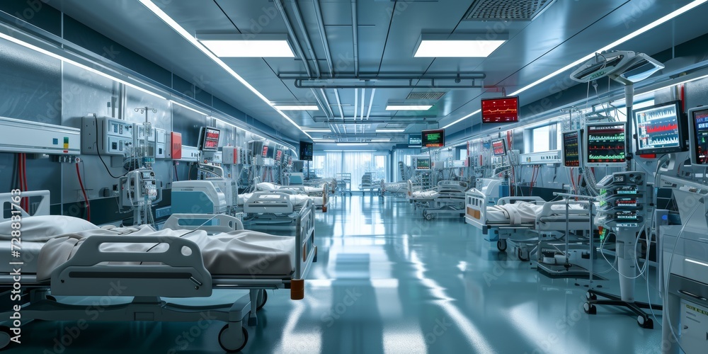 ICU Ward with Advanced Life Support Equipment and Monitoring Systems in ...