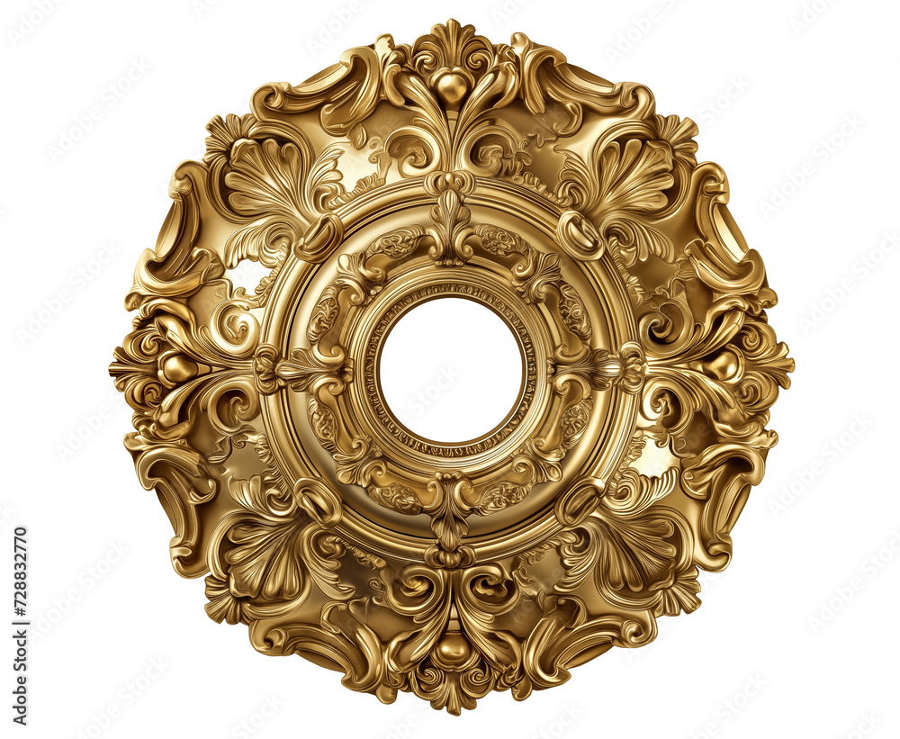 gold ornate ceiling medallion isolated on white transparent background ...