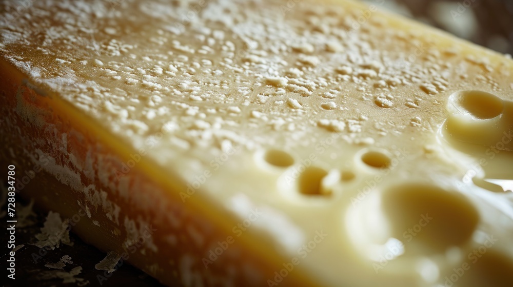 a close up of a piece of cheese on a table with water droplets on the ...