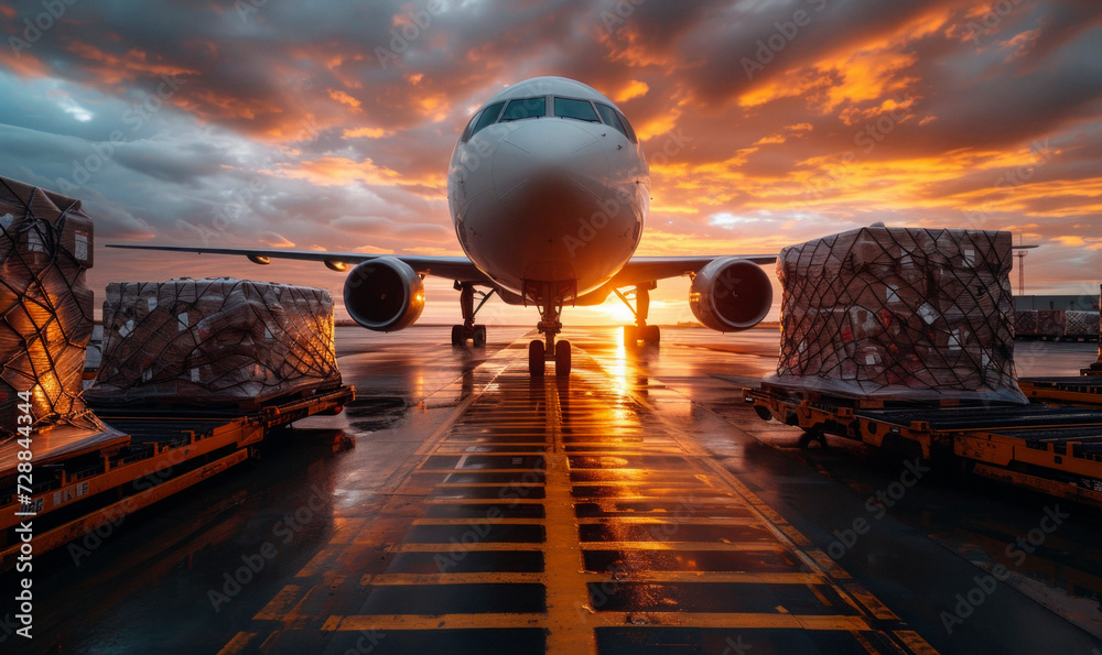 Aircraft is being serviced by airfield ground services. Airplane Being ...