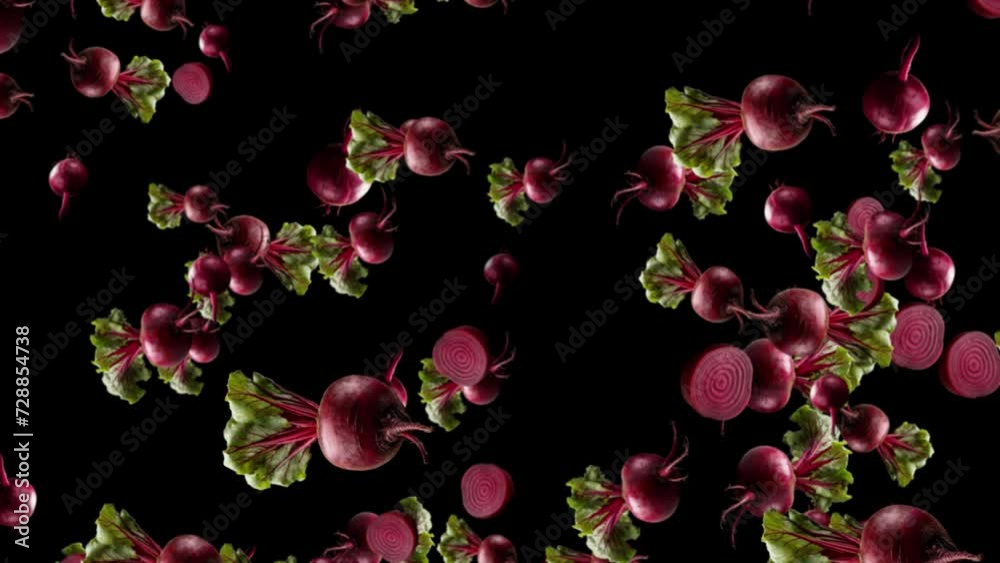 Vidéo Stock Beetroot Falling On Black Background. Slow Motion Of Fresh ...