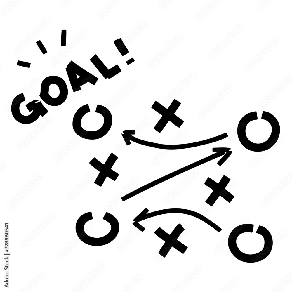 Sports tactics and strategy. Scheme of movement of team player ...