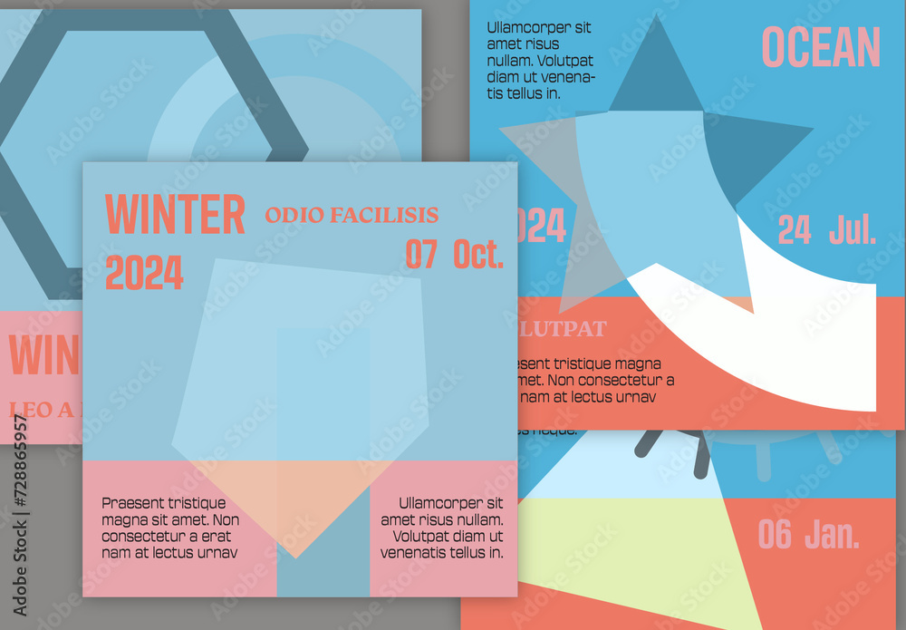 Social Media Square Post Layout Simple Overlapping Geometrical Shapes ...