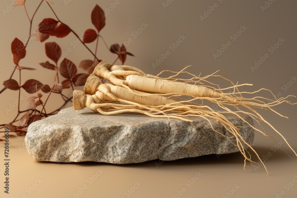 Front view of ginseng root with natural origin showcasing minimalist ...