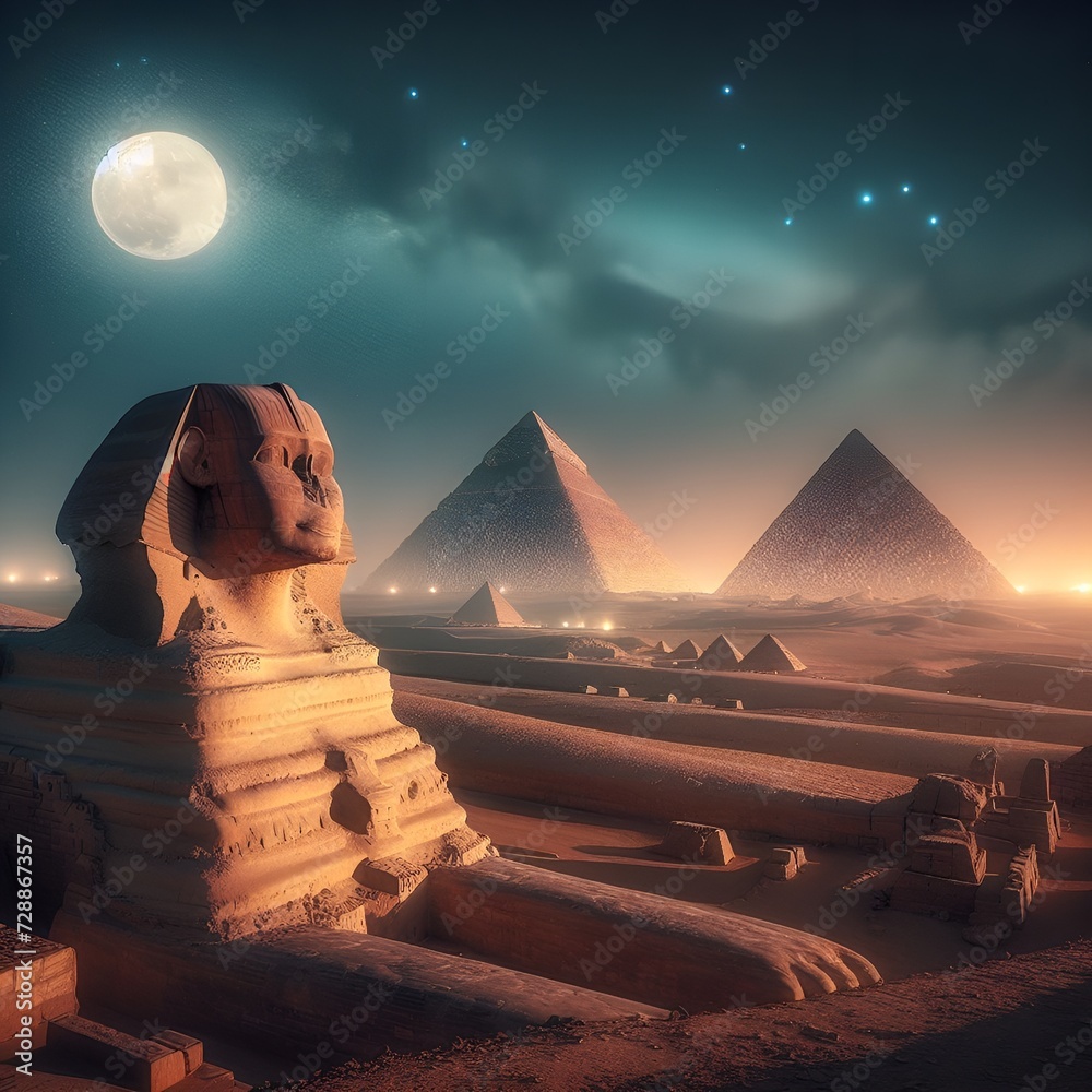 Egyptian pyramids are present in this future desert environment at ...