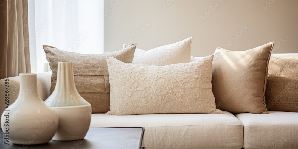 Neutral-colored textured layers add style to the interior of a ...