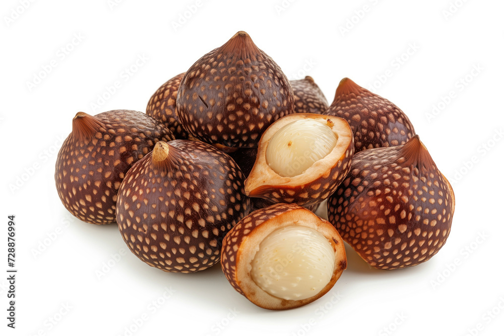 Close-up view of a cluster of salak fruits, also known as snake fruit ...