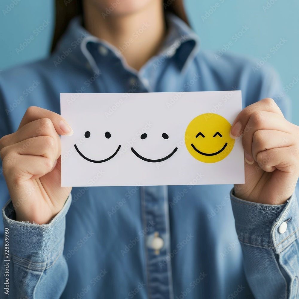 Happy customer sticky note cards smiling emojis positive feedback ...